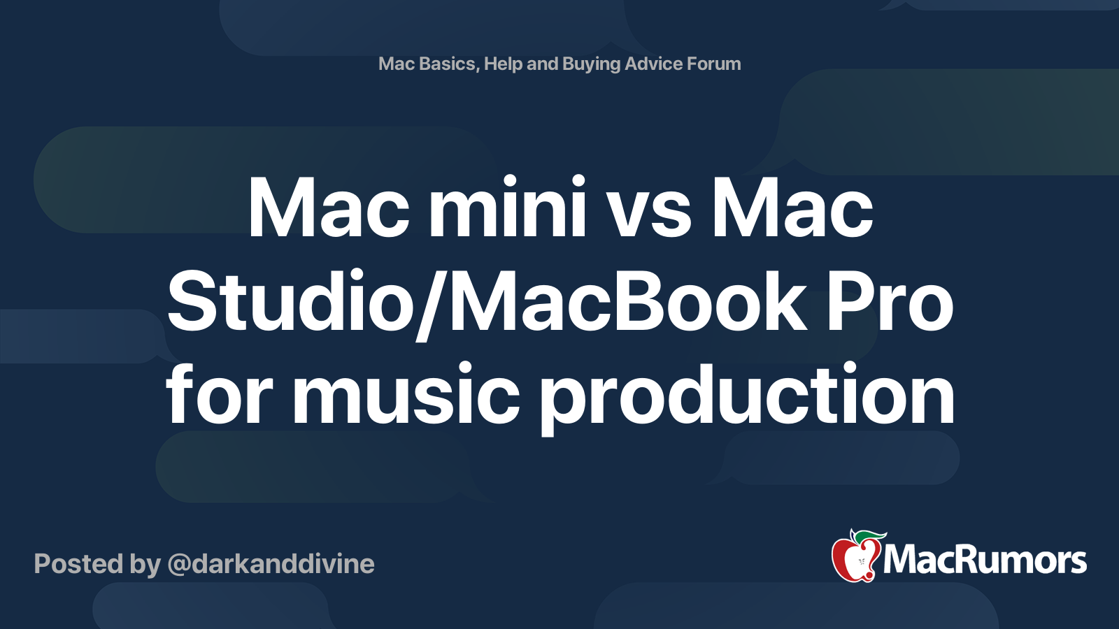 Mac mini vs Mac Studio/MacBook Pro for music production | MacRumors Forums