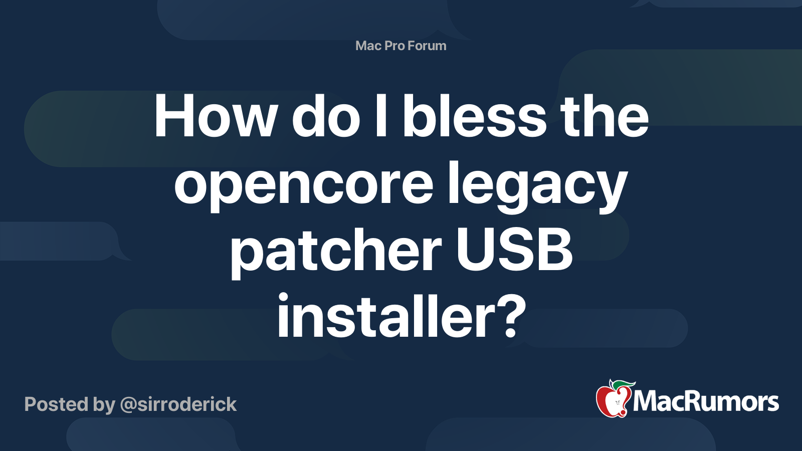 How do I bless the opencore legacy patcher USB installer? | MacRumors Forums