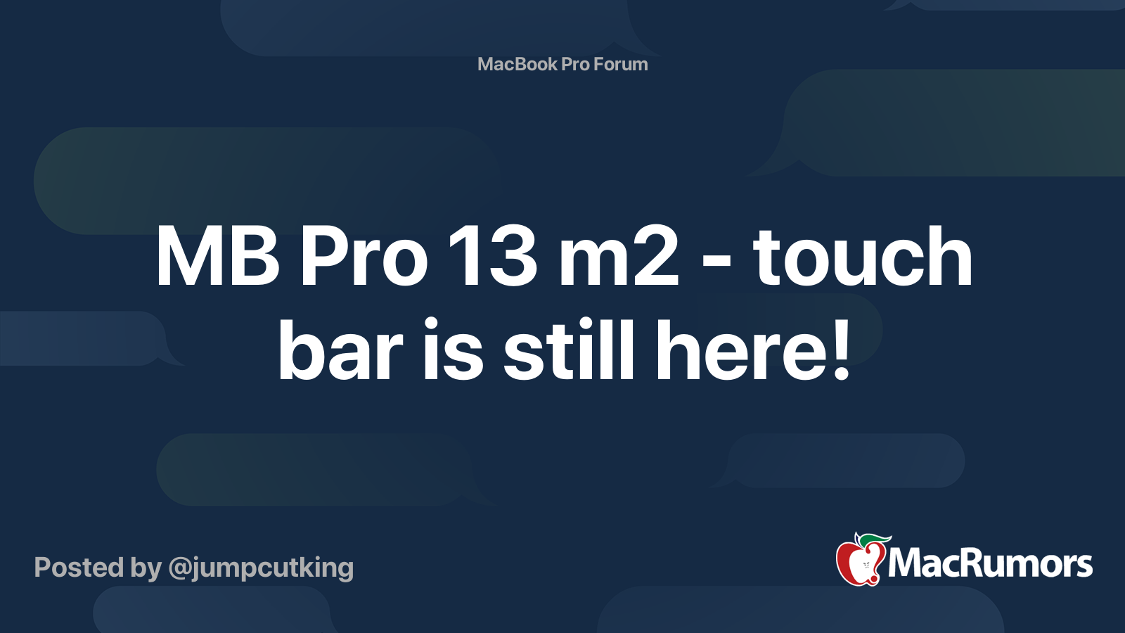 MB Pro 13 m2 - touch bar is still here! | MacRumors Forums