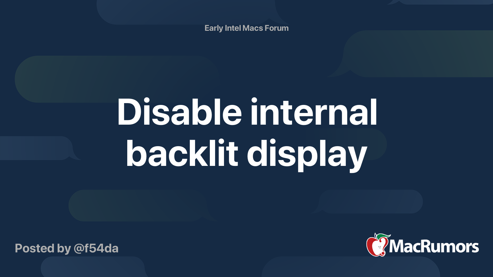 Disable internal backlit display | MacRumors Forums