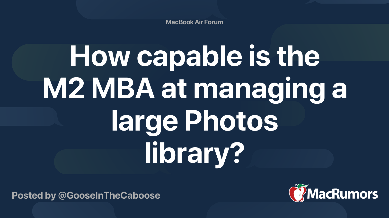 How capable is the M2 MBA at managing a large Photos library ...