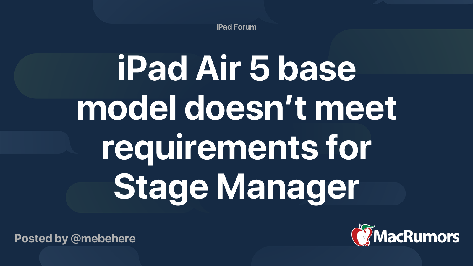 iPad Air 5 base model doesn’t meet requirements for Stage Manager | MacRumors Forums