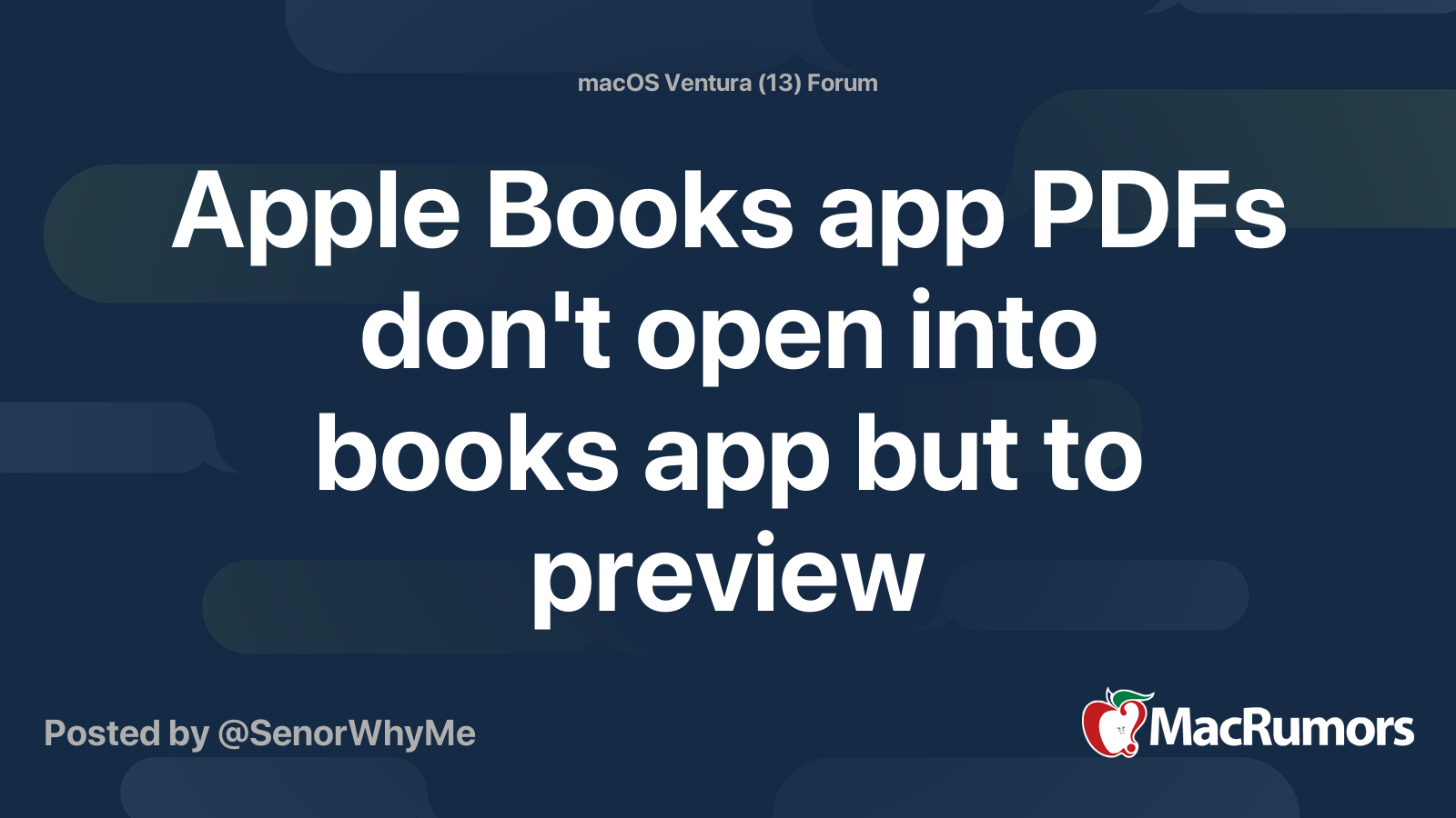 Apple Books app PDFs don't open into books app but to preview ...