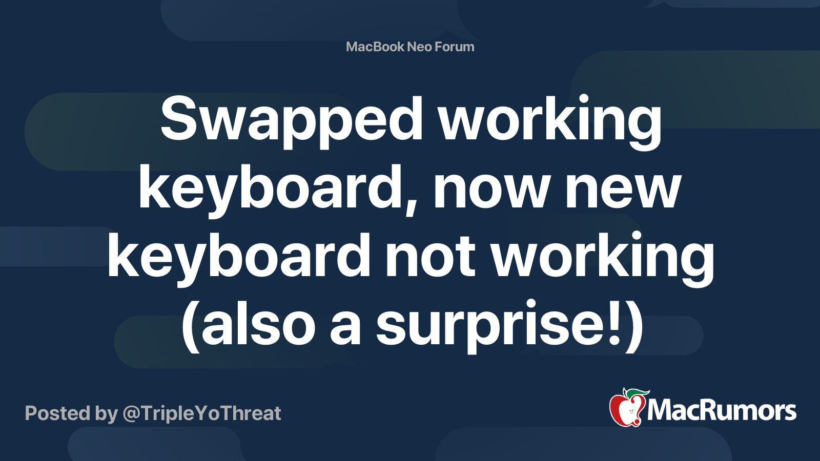 Swapped working keyboard, now new keyboard not working (also a surprise ...