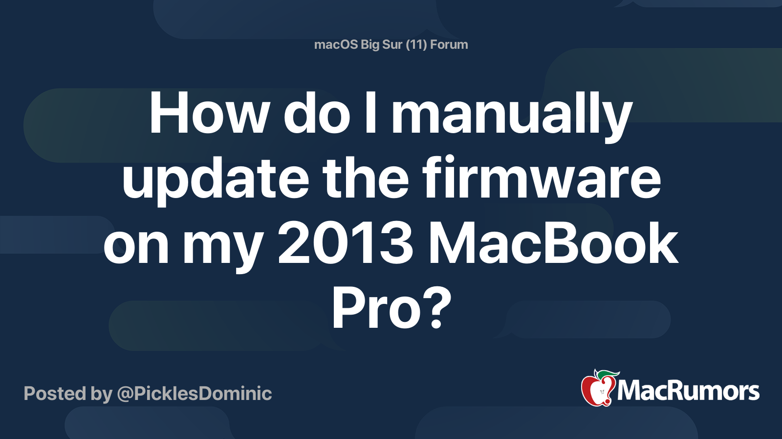How do I manually update the firmware on my 2013 MacBook Pro ...