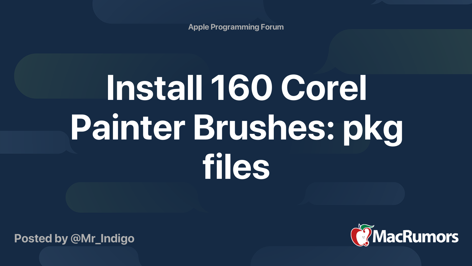 Install 160 Corel Painter Brushes: pkg files | MacRumors Forums