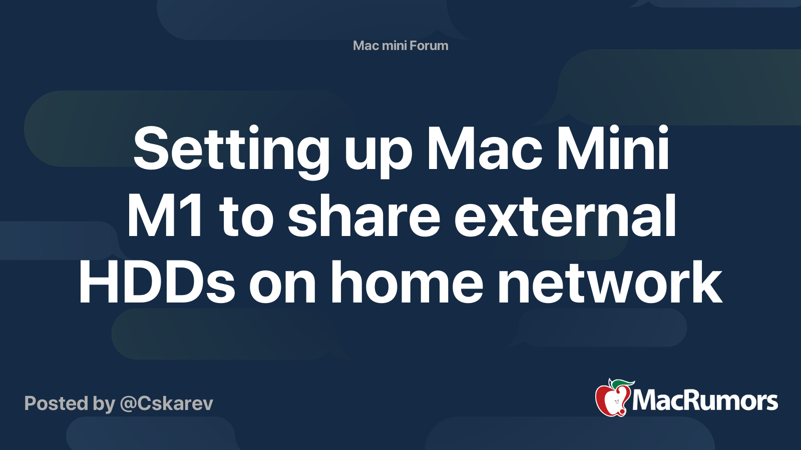 Setting up Mac Mini M1 to share external HDDs on home network | MacRumors Forums
