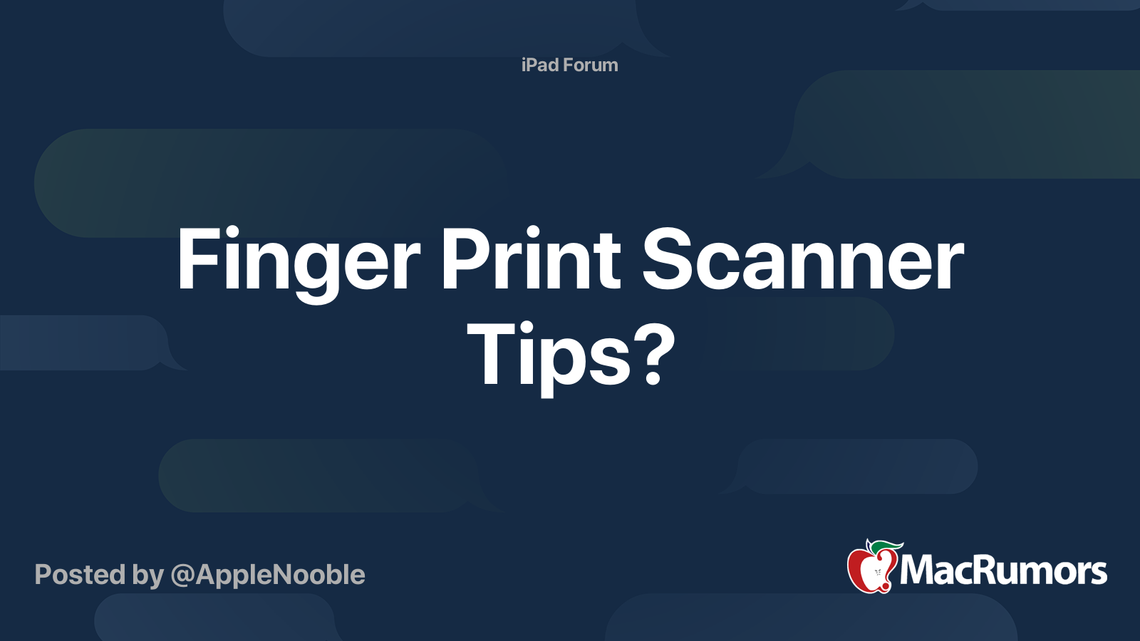 Finger Print Scanner Tips? | MacRumors Forums