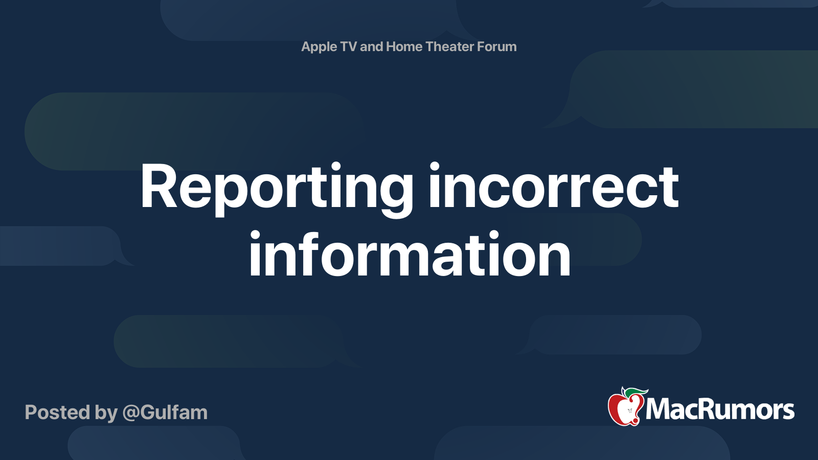 Reporting incorrect information | MacRumors Forums