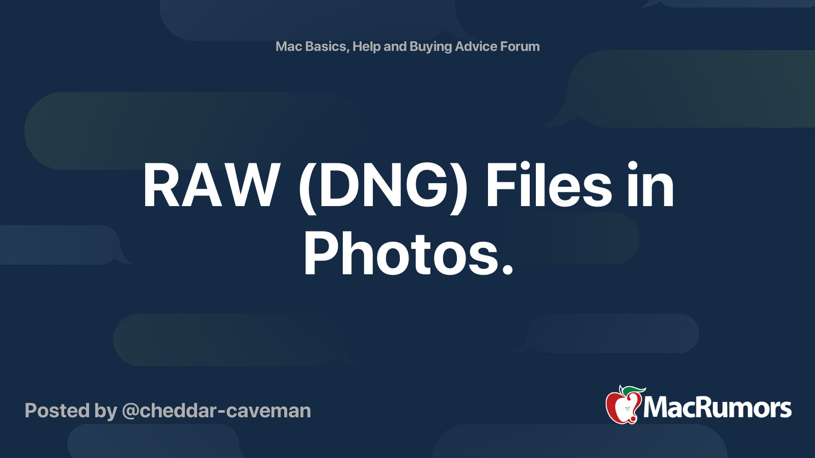 RAW (DNG) Files in Photos. | MacRumors Forums