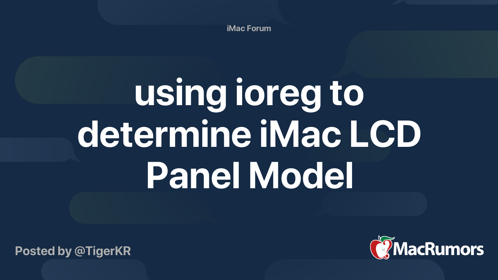using ioreg to determine iMac LCD Panel Model | MacRumors Forums