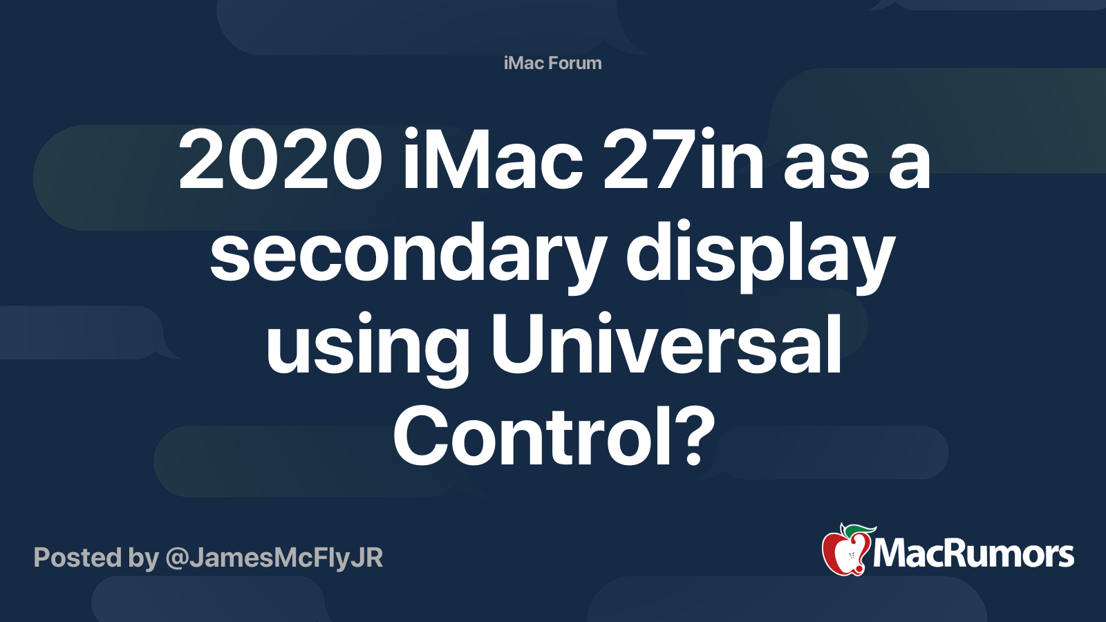 2020 iMac 27in as a secondary display using Universal Control? | MacRumors Forums