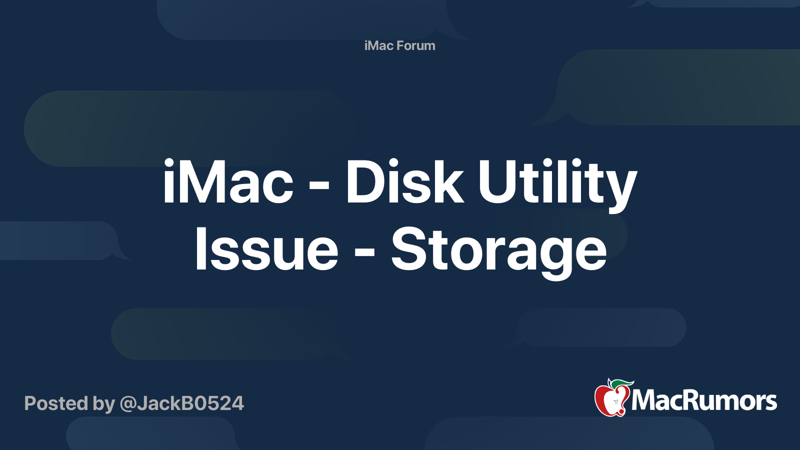 iMac - Disk Utility Issue - Storage | MacRumors Forums