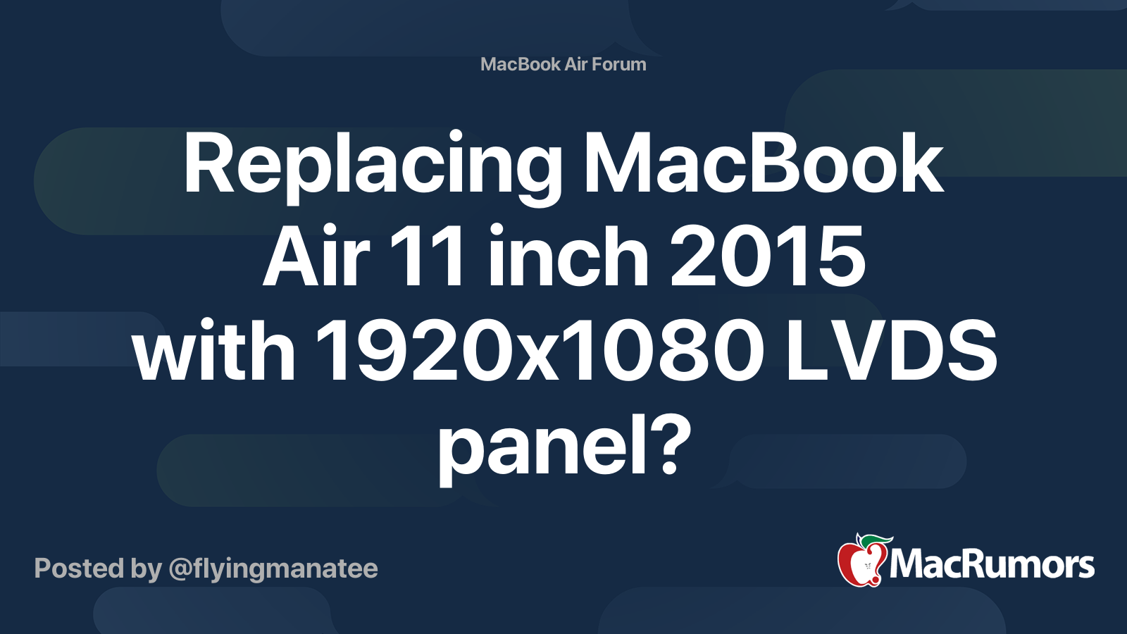 Replacing MacBook Air 11 inch 2015 with 1920x1080 LVDS panel? | MacRumors Forums