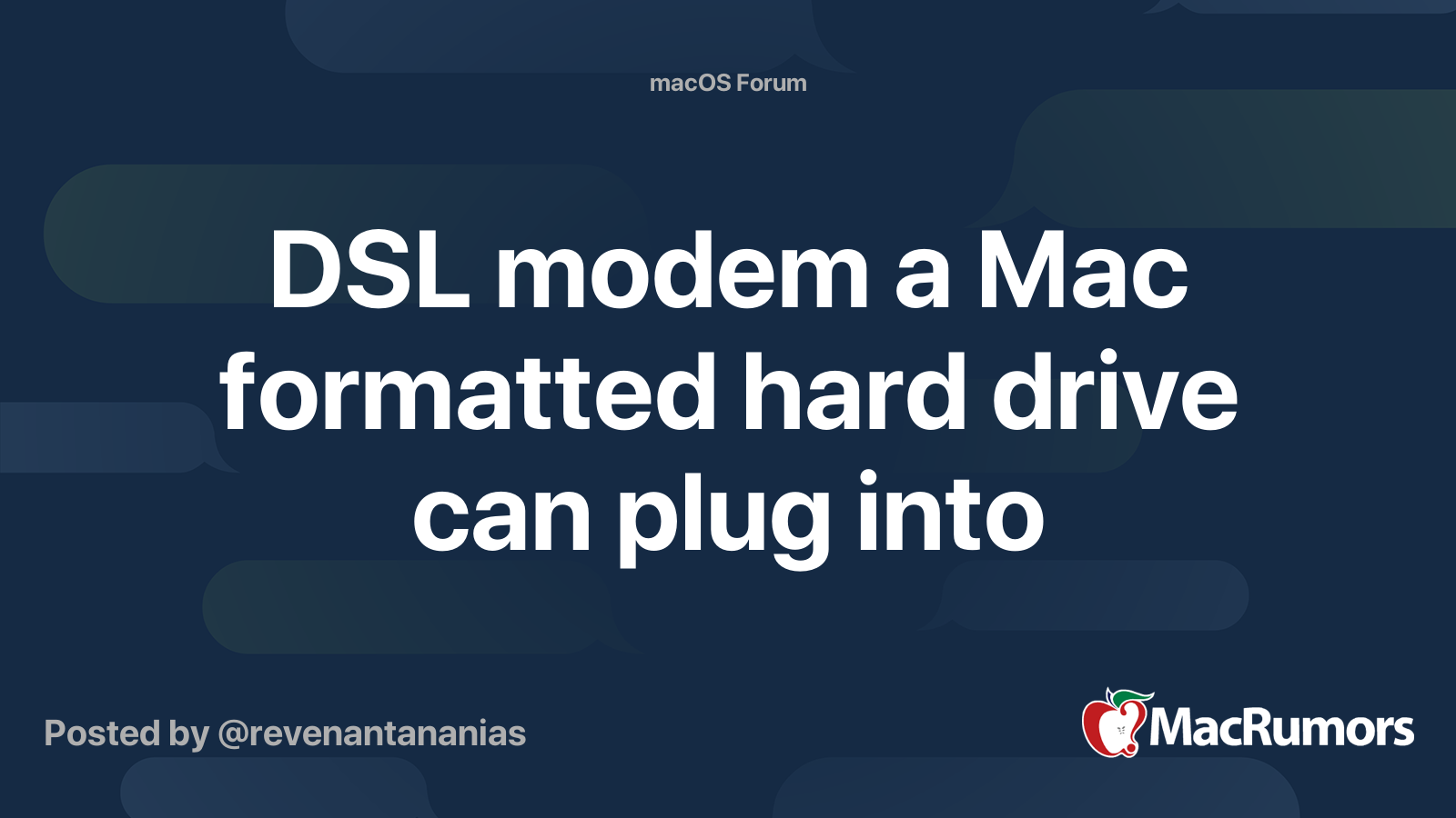 DSL modem a Mac formatted hard drive can plug into | MacRumors Forums