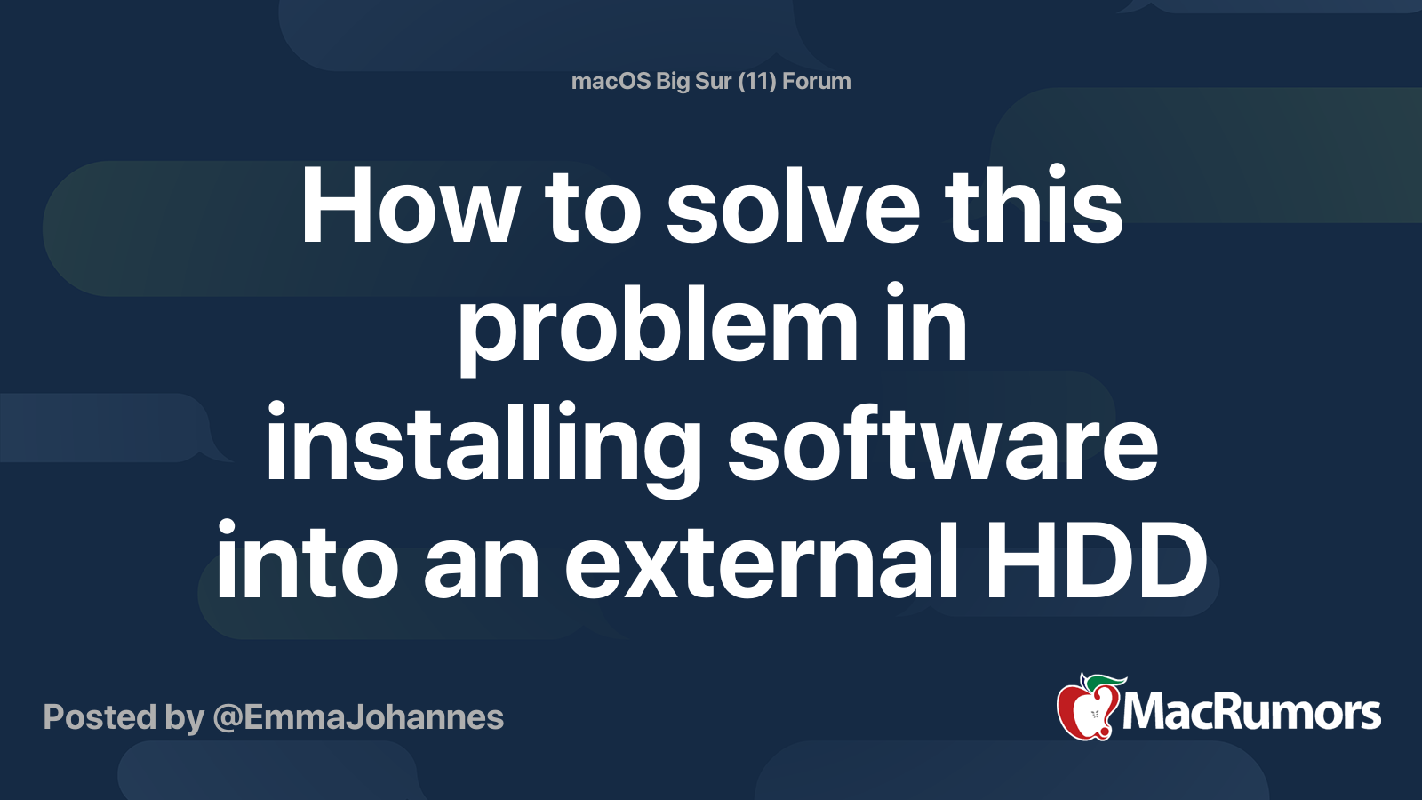 How to solve this problem in installing software into an external HDD and external TM ...