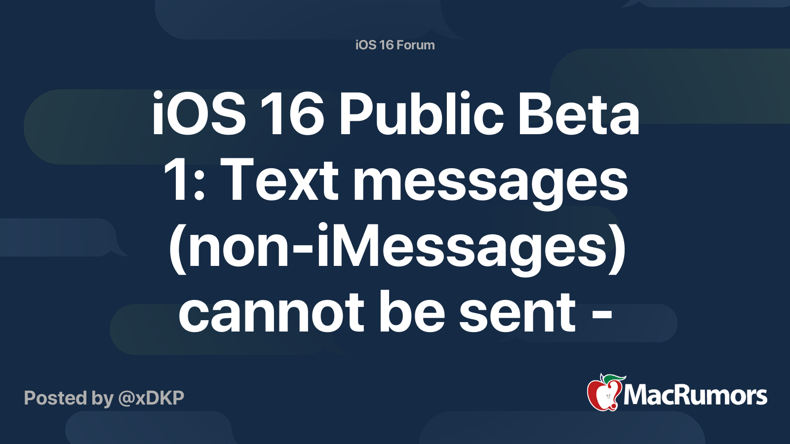 iOS 16 Public Beta 1: Text messages (non-iMessages) cannot be sent - error when trying ...