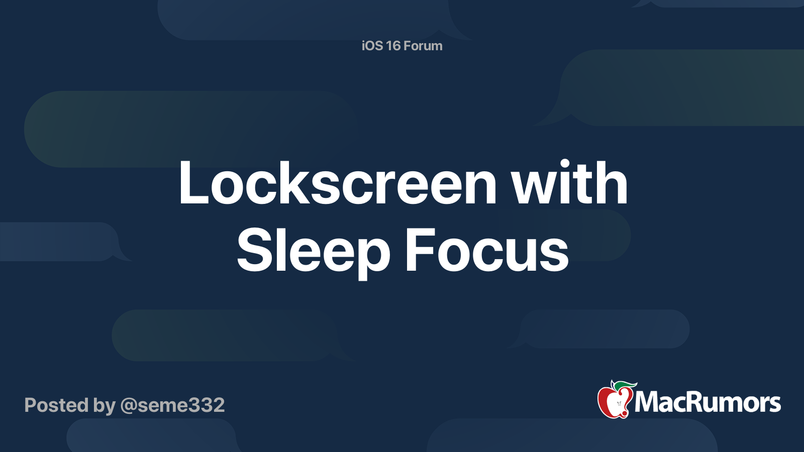 Lockscreen with Sleep Focus | MacRumors Forums