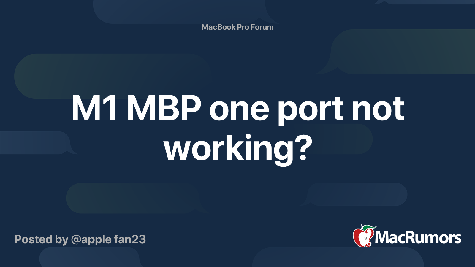 M1 MBP one port not working? | MacRumors Forums