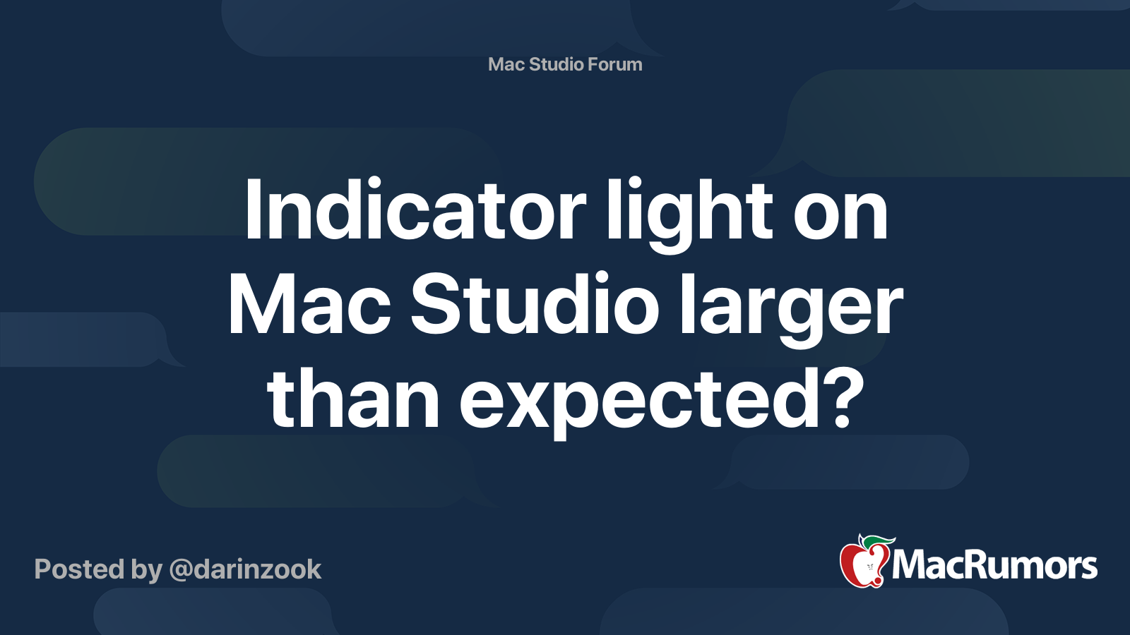 Indicator light on Mac Studio larger than expected? | MacRumors Forums