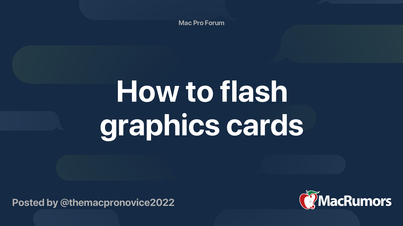How to flash graphics cards | MacRumors Forums