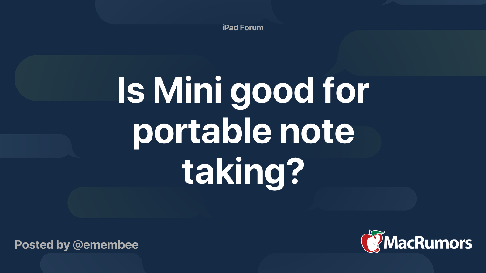 Is Mini good for portable note taking? | MacRumors Forums