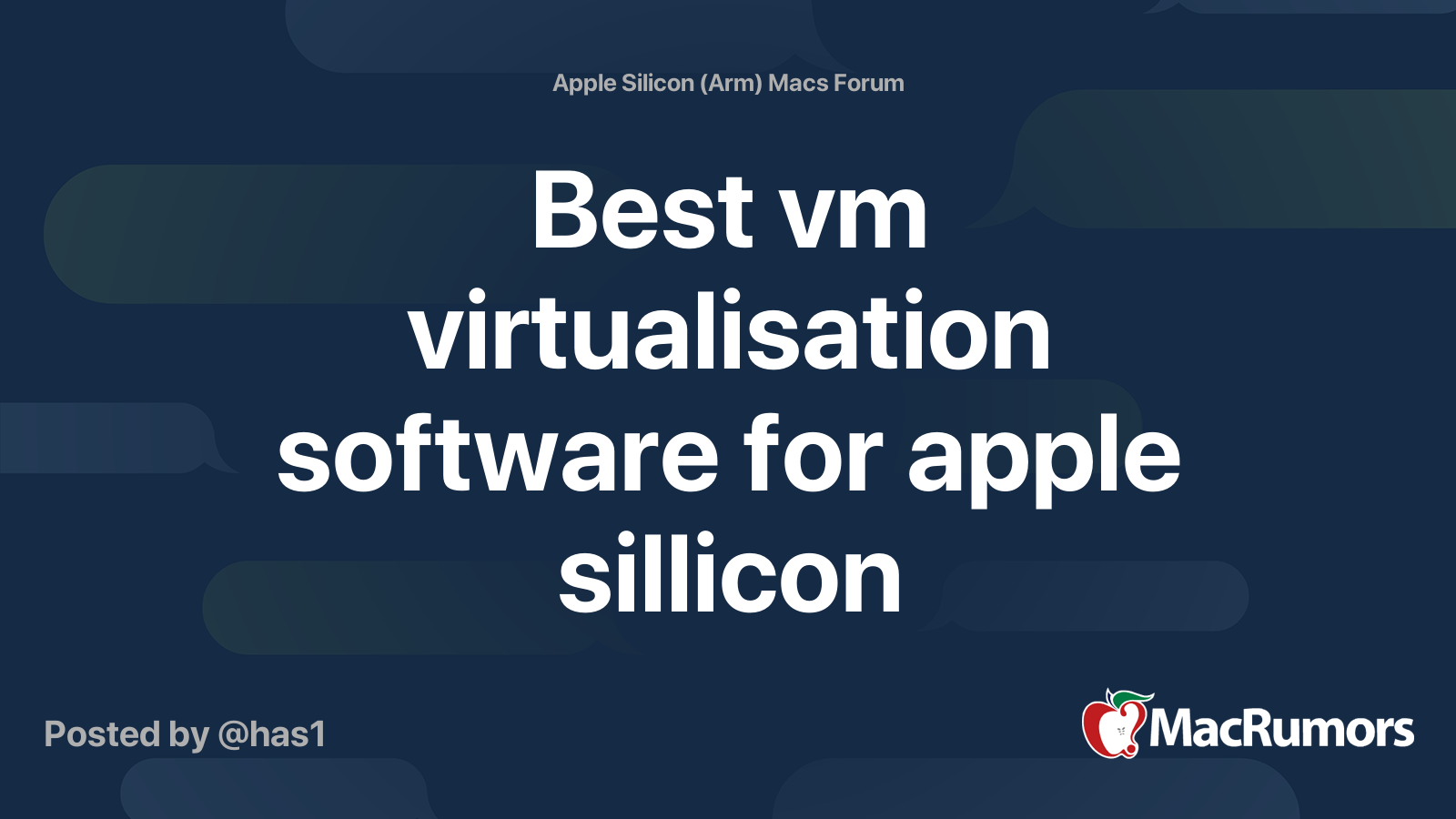 Best vm virtualisation software for apple sillicon | MacRumors Forums