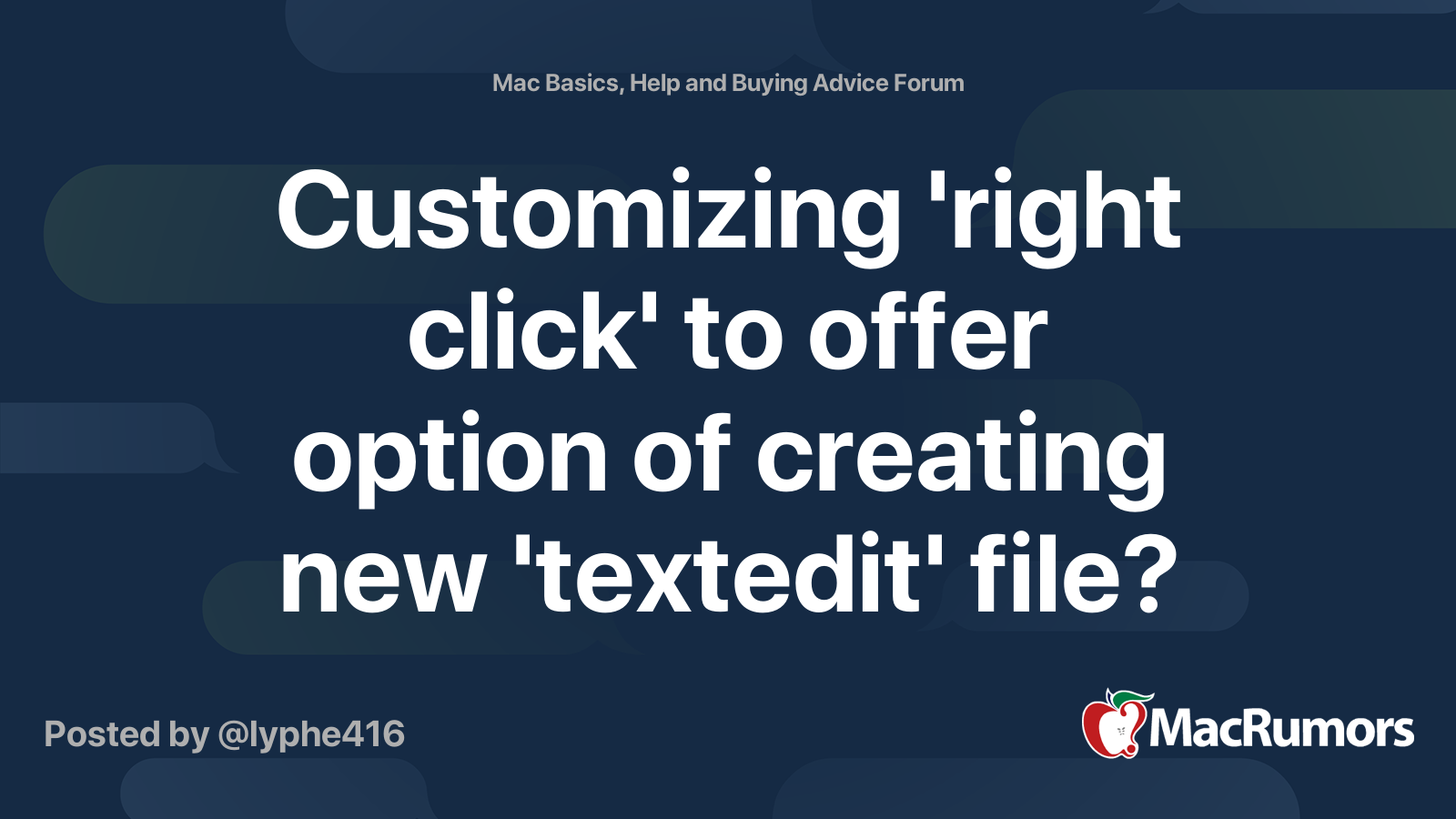 Customizing Right Click To Offer Option Of Creating New Textedit File Macrumors Forums 