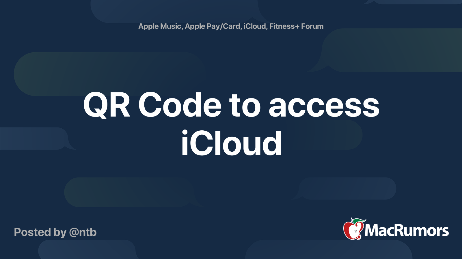 QR Code to access iCloud | MacRumors Forums