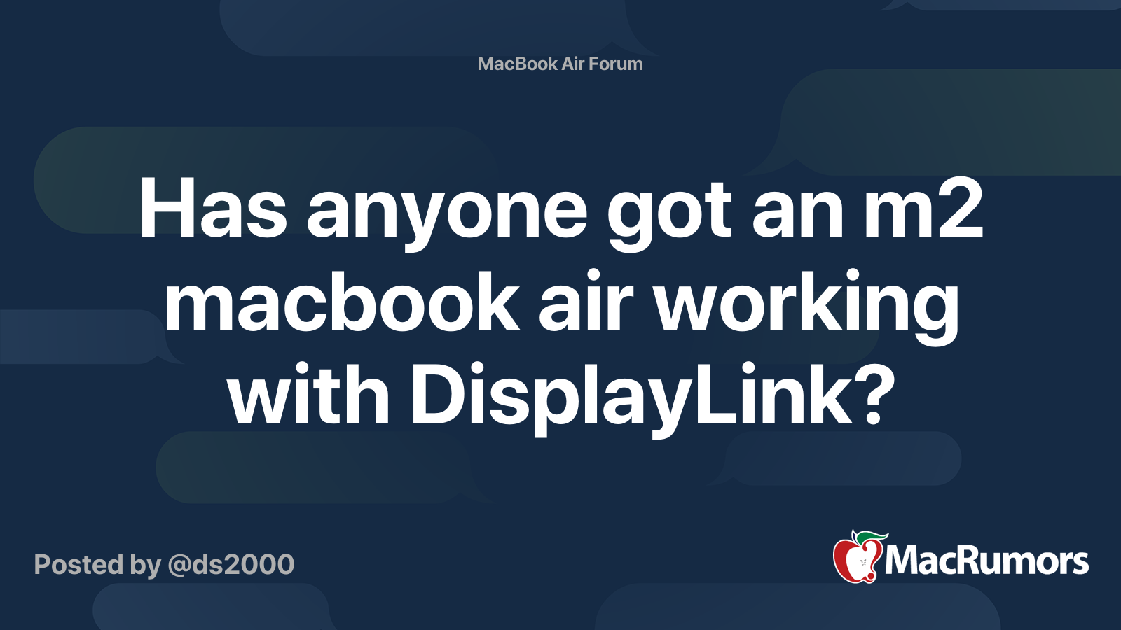 Has anyone got an m2 macbook air working with DisplayLink? | MacRumors Forums