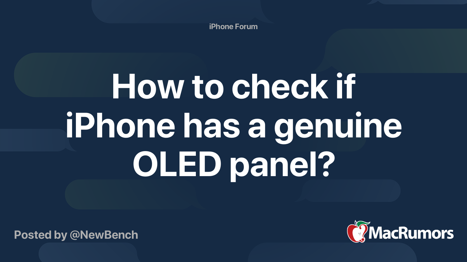 How to check if iPhone has a genuine OLED panel? | MacRumors Forums