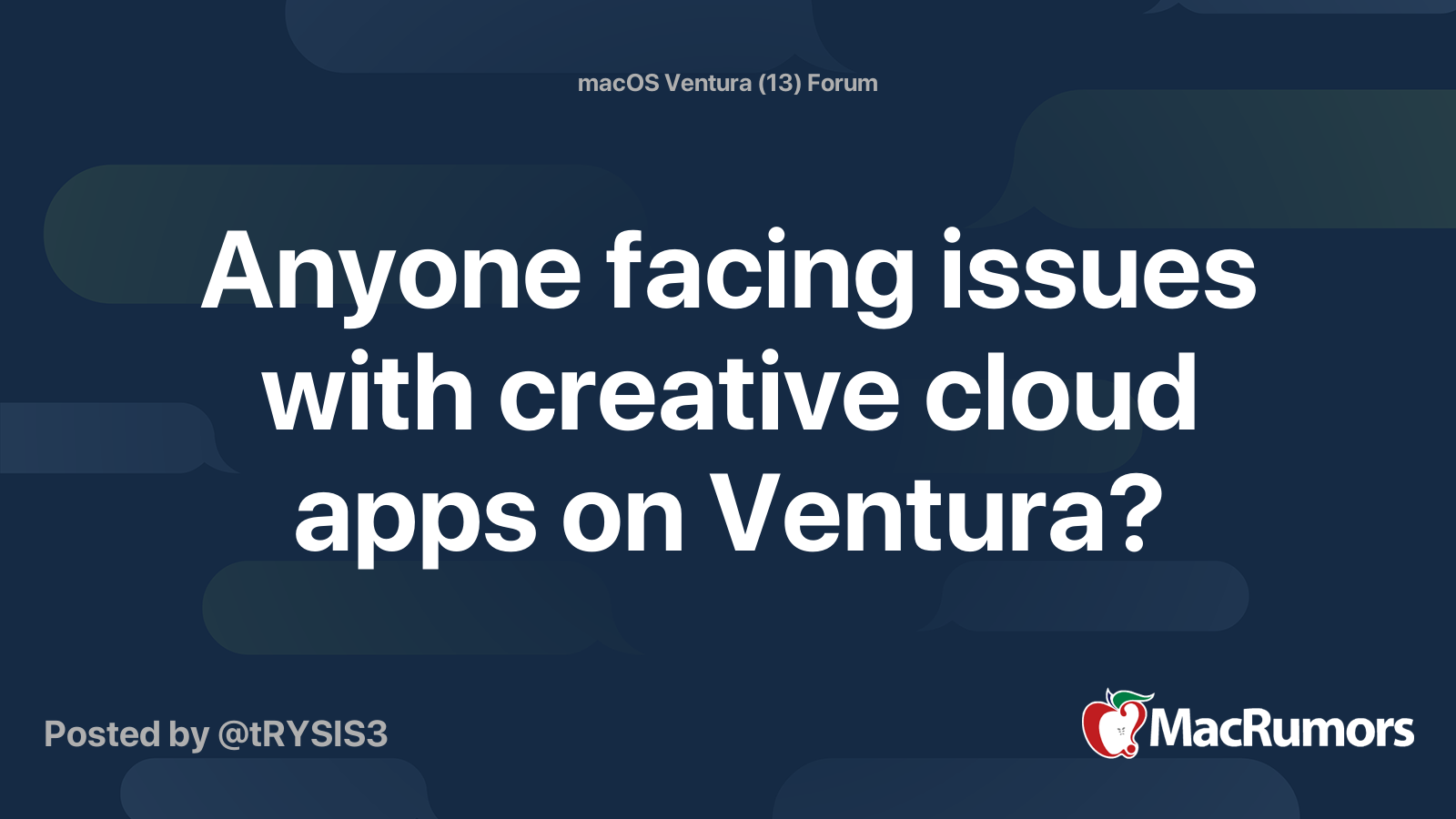 Anyone facing issues with creative cloud apps on Ventura? | MacRumors Forums