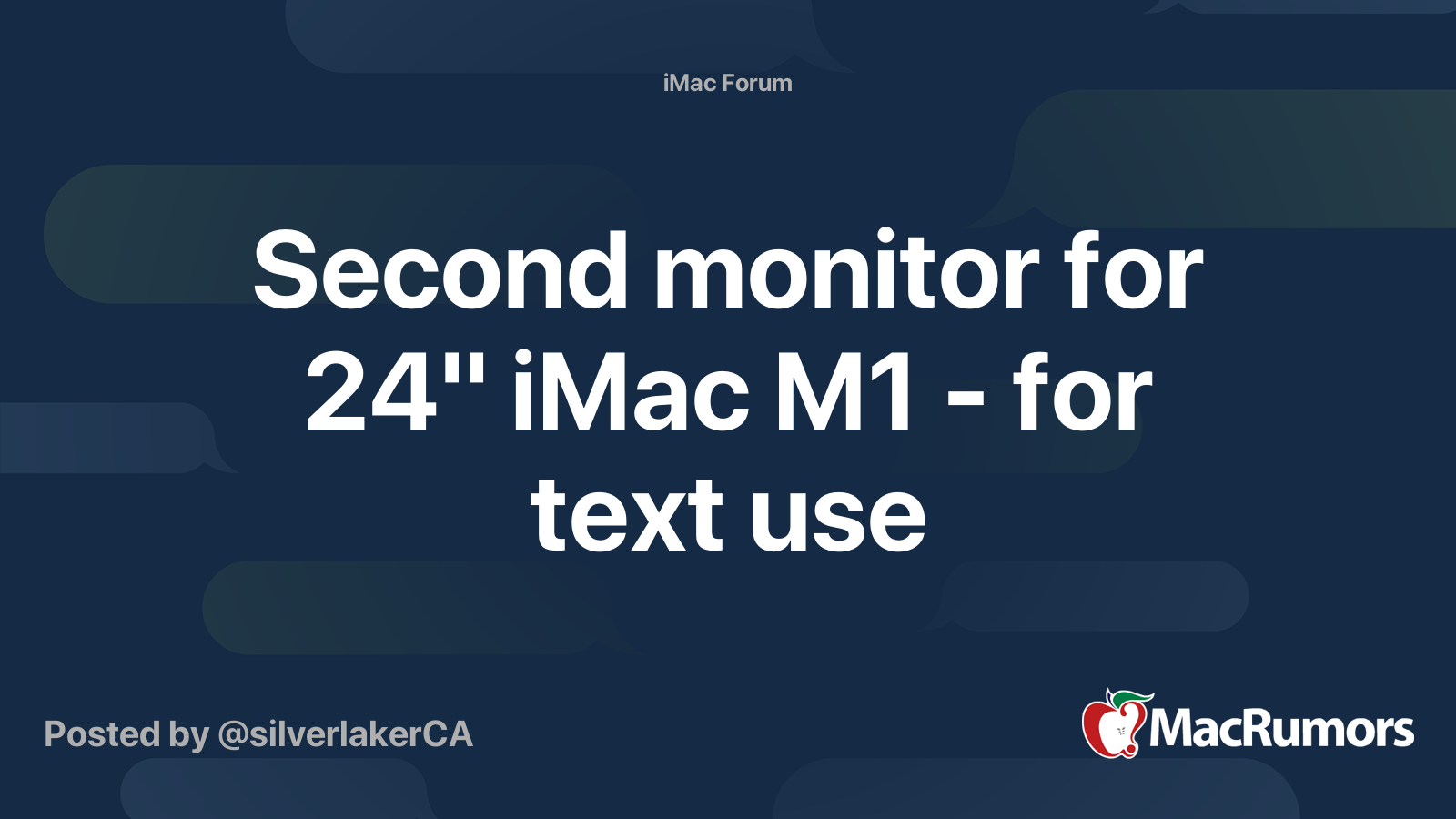 Second monitor for 24" iMac M1 - for text use | MacRumors Forums