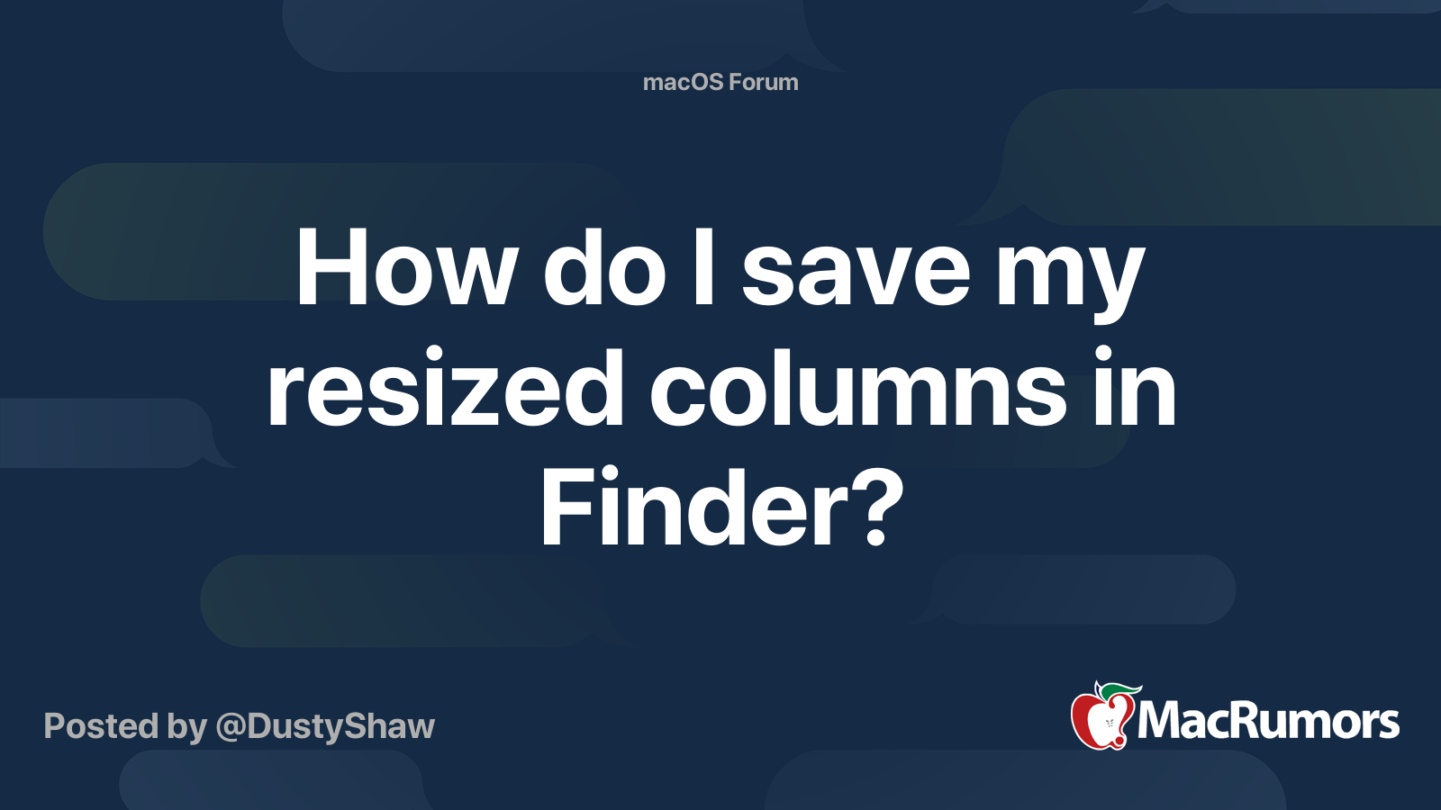 How do I save my resized columns in Finder? | MacRumors Forums