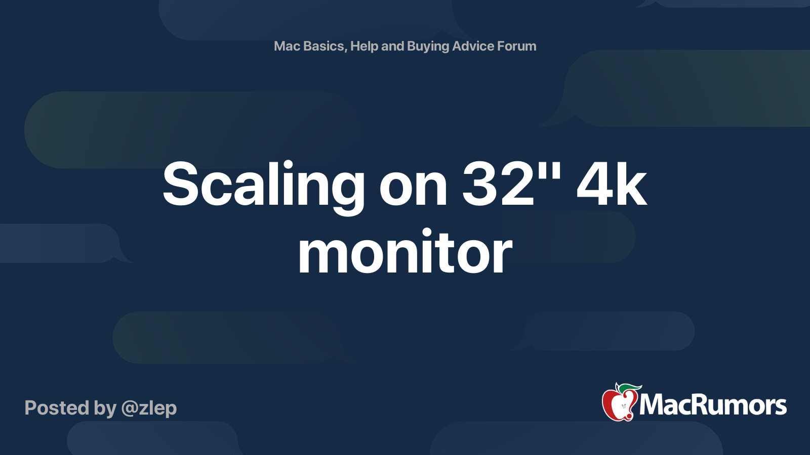 Scaling on 32" 4k monitor | MacRumors Forums