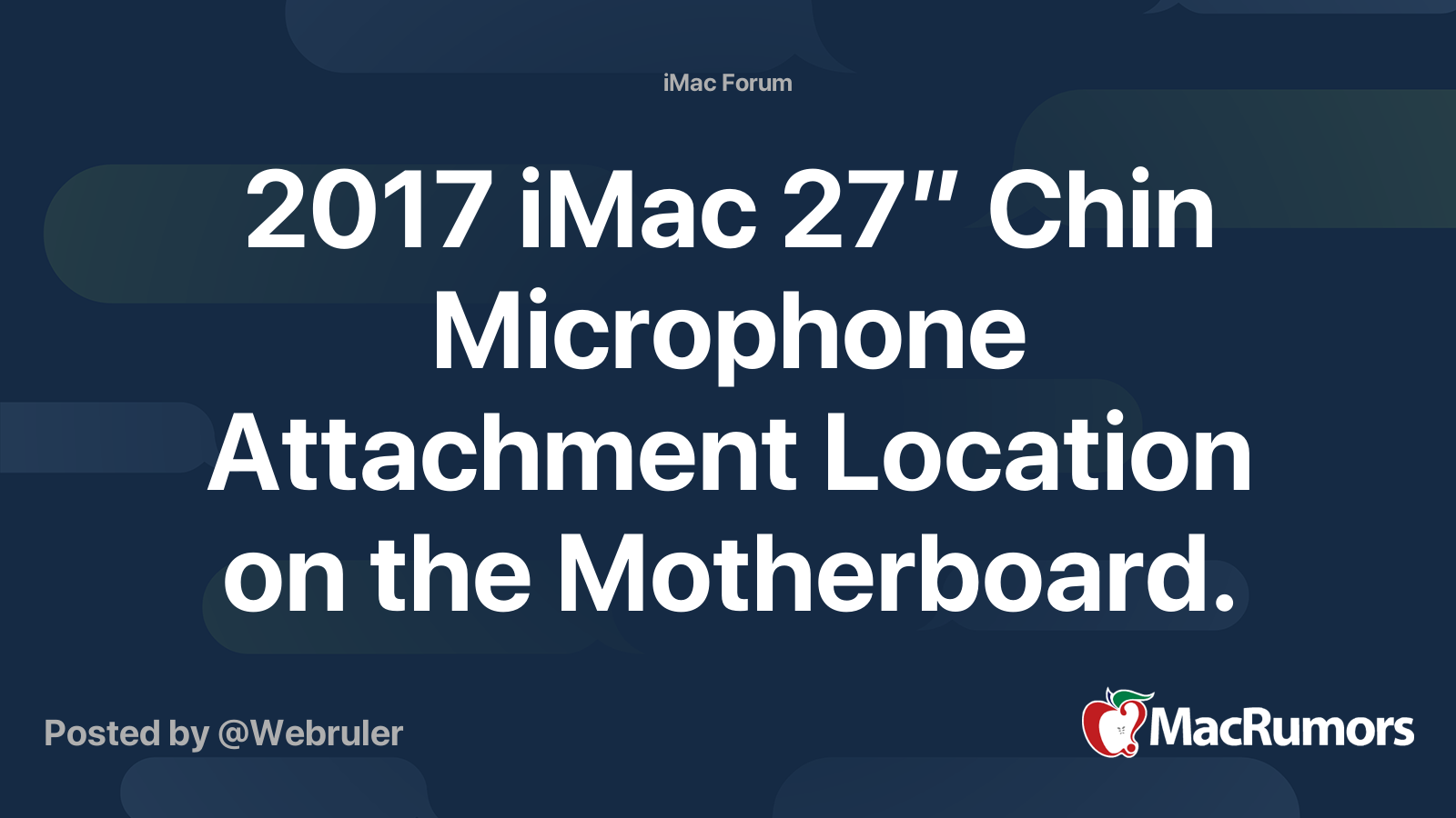 2017 iMac 27” Chin Microphone Attachment Location on the Motherboard ...