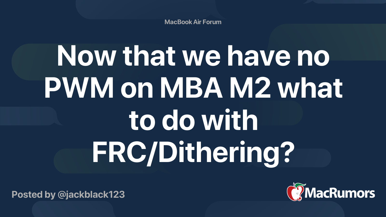 Now that we have no PWM on MBA M2 what to do with FRC/Dithering ...