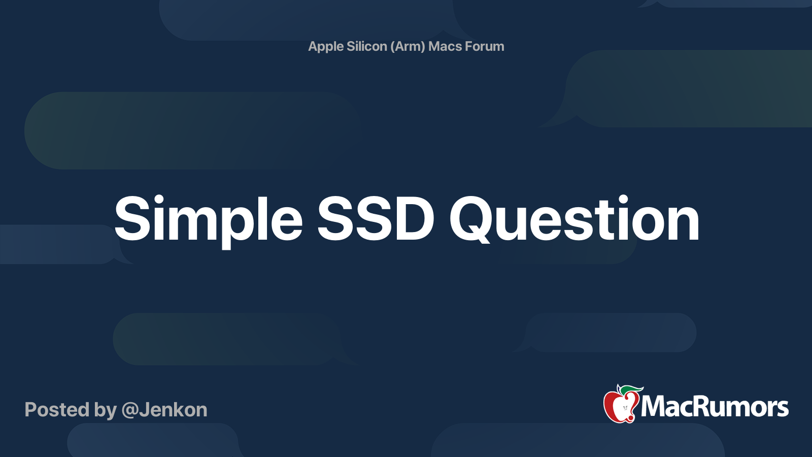 Simple SSD Question | MacRumors Forums