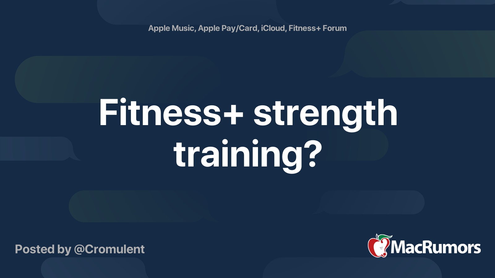 Fitness+ strength training? | MacRumors Forums