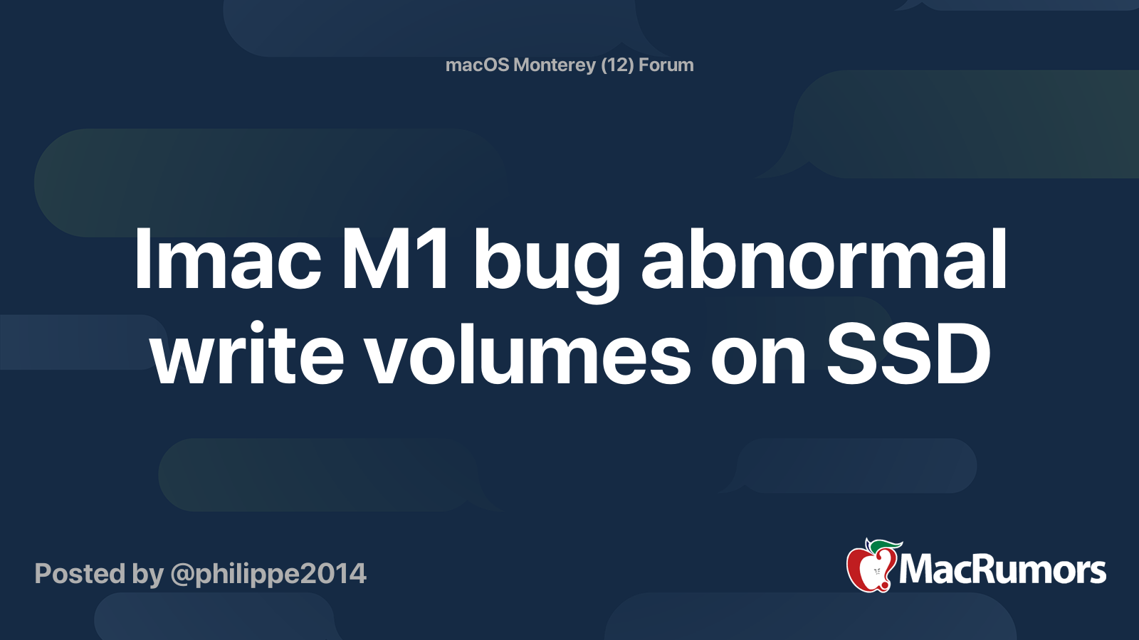Imac M1 bug abnormal write volumes on SSD | MacRumors Forums