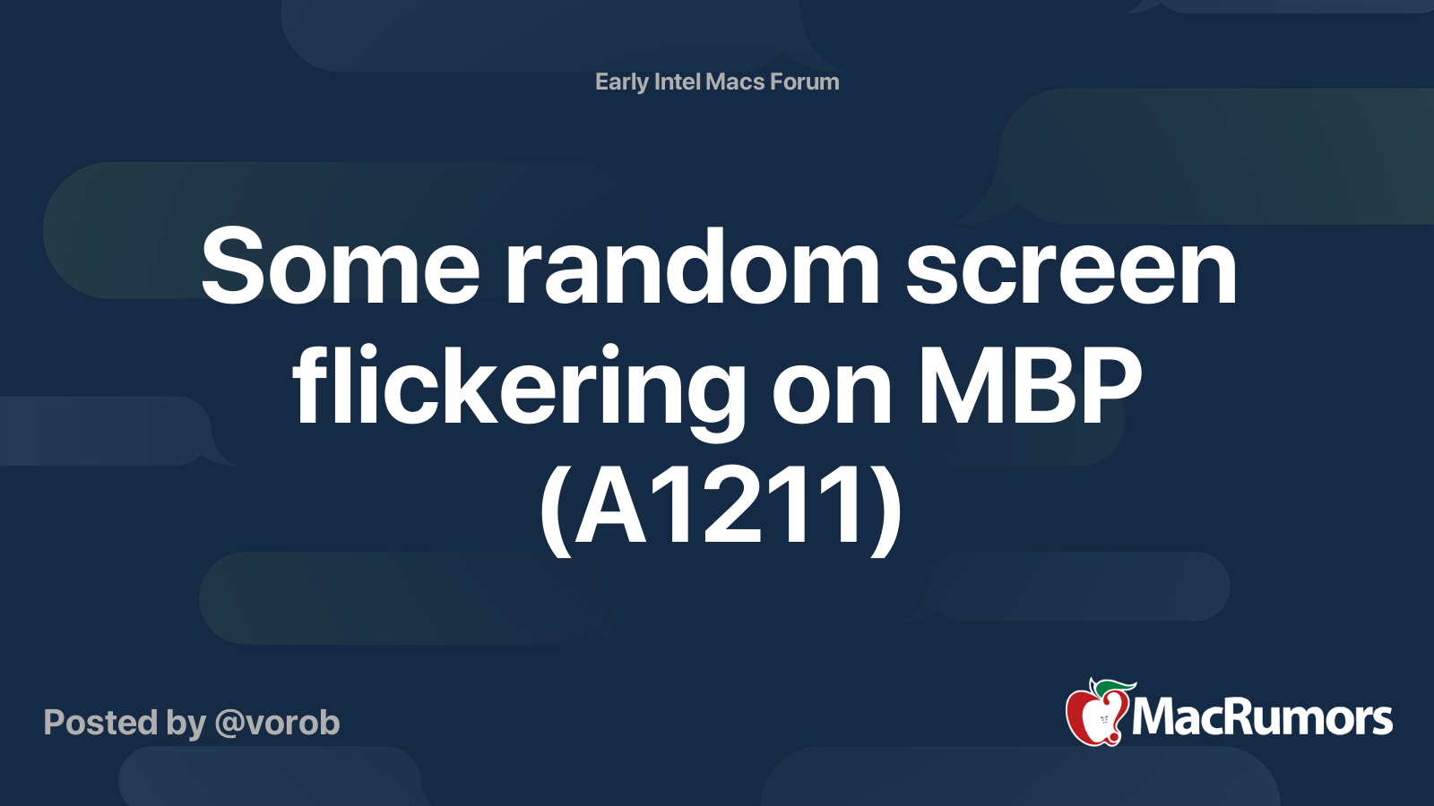 Some random screen flickering on MBP (A1211) | MacRumors Forums