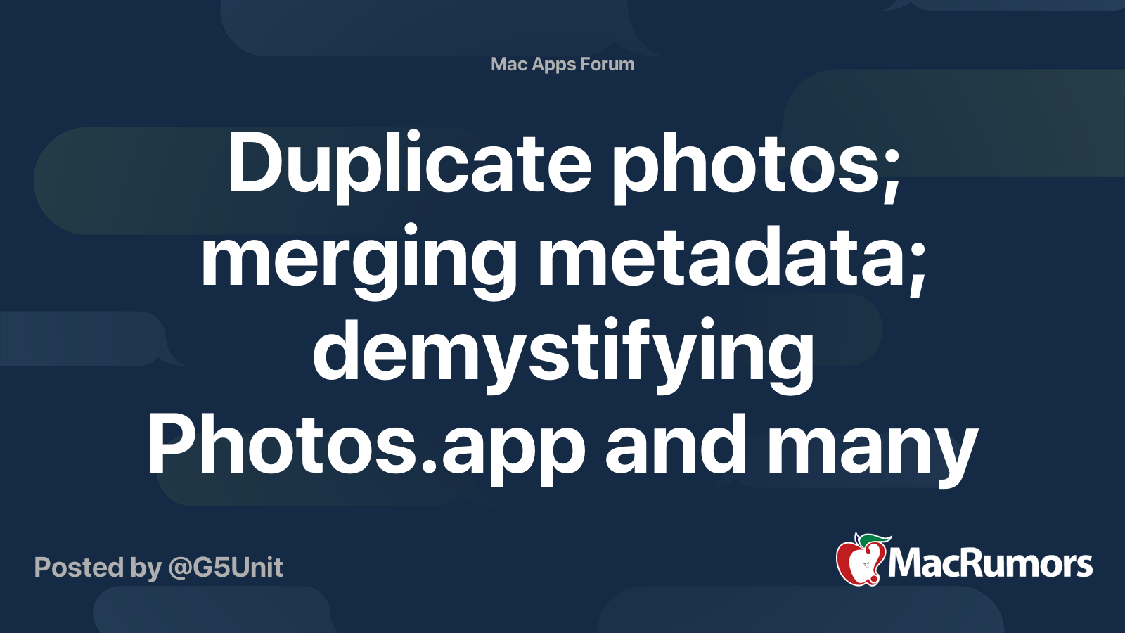 Duplicate photos; merging metadata; demystifying Photos.app and many other questions | MacRumors ...