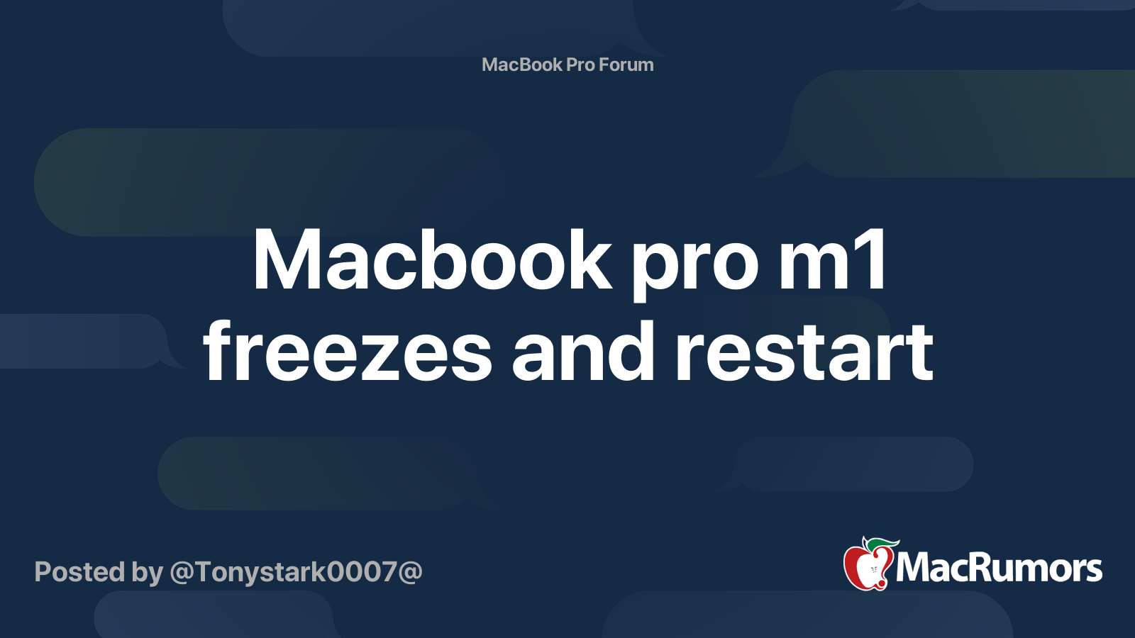 Macbook pro m1 freezes and restart | MacRumors Forums