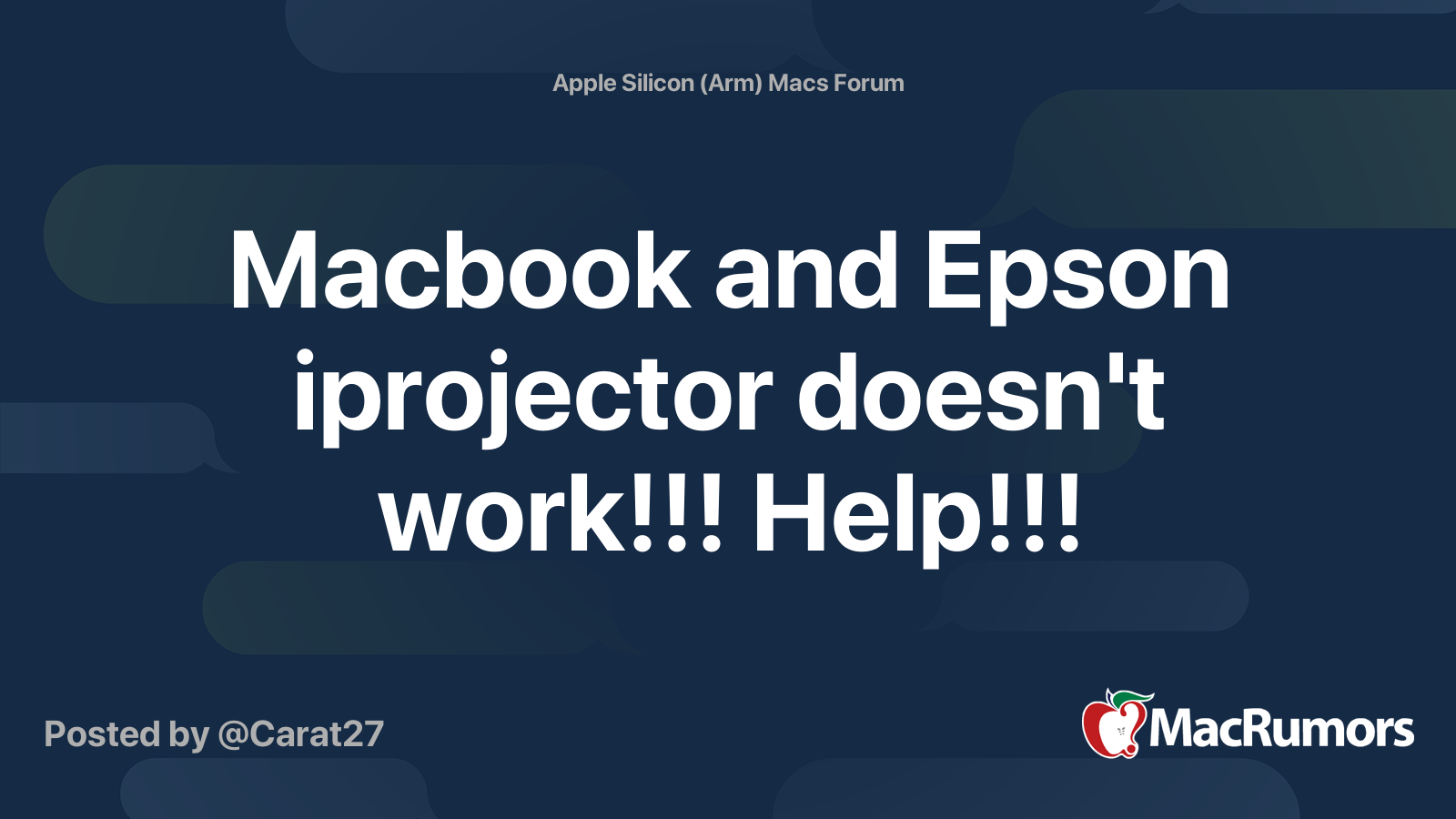 Macbook and Epson iprojector doesn't work!!! Help!!! | MacRumors Forums