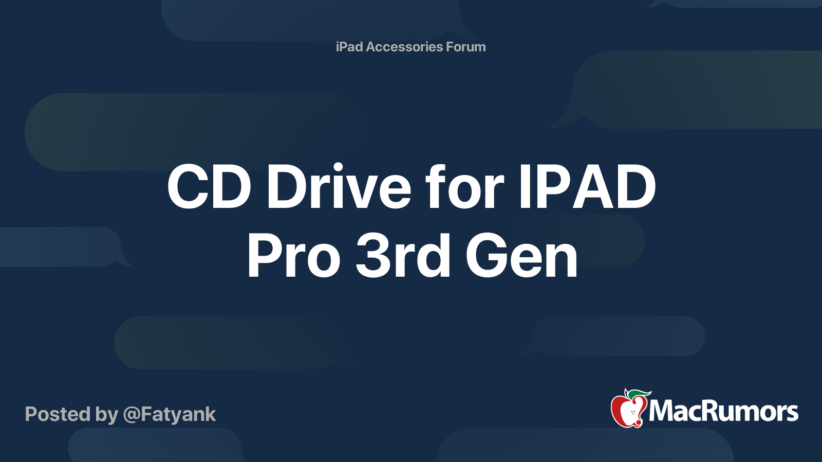 CD Drive for IPAD Pro 3rd Gen | MacRumors Forums