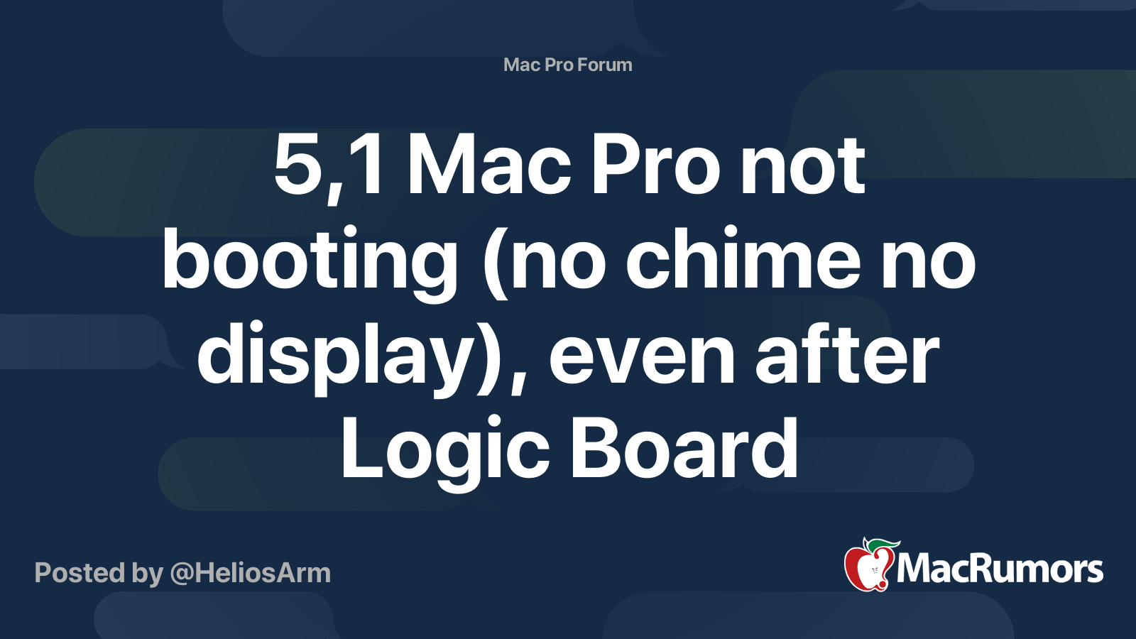5,1 Mac Pro not booting (no chime no display), even after Logic Board replacement | MacRumors Forums