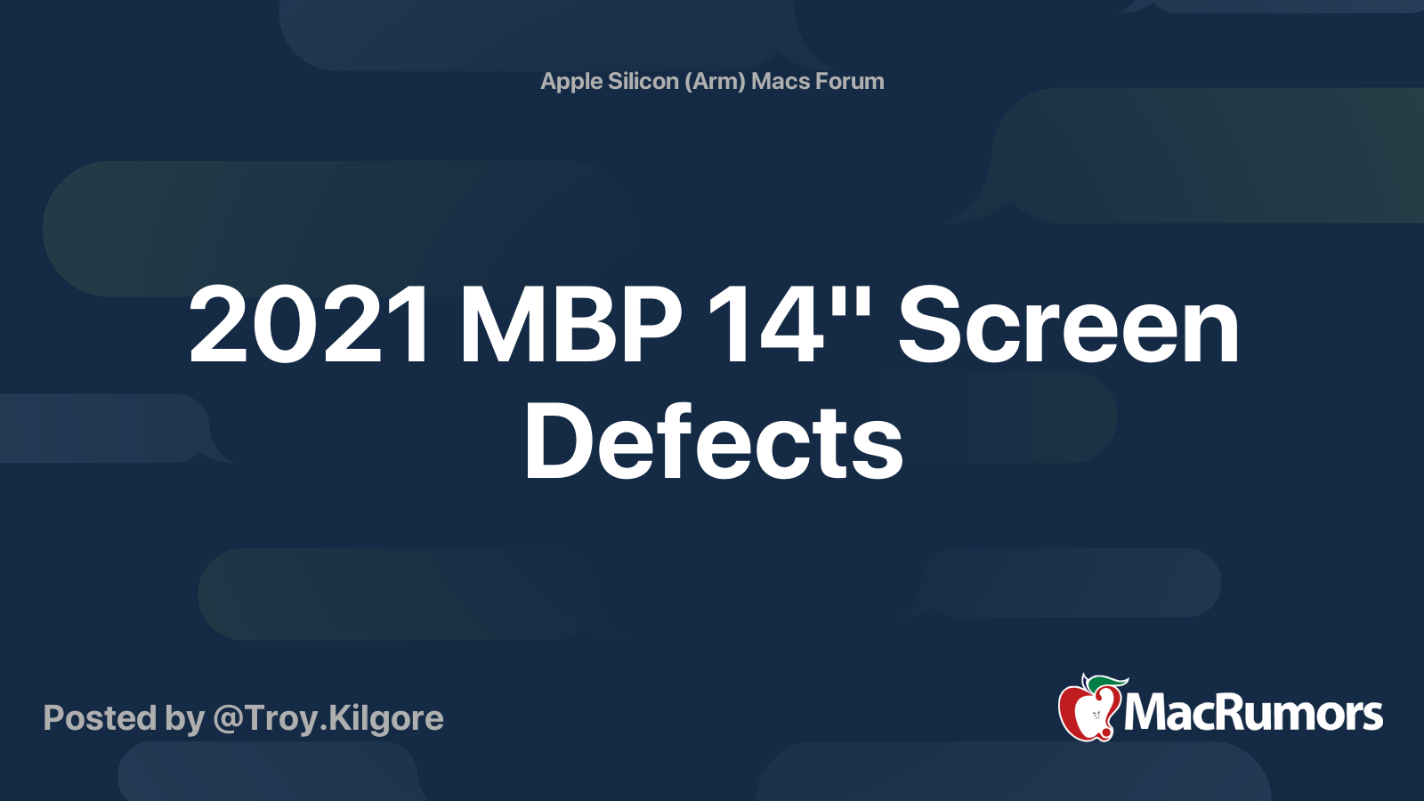 2021 MBP 14" Screen Defects | MacRumors Forums