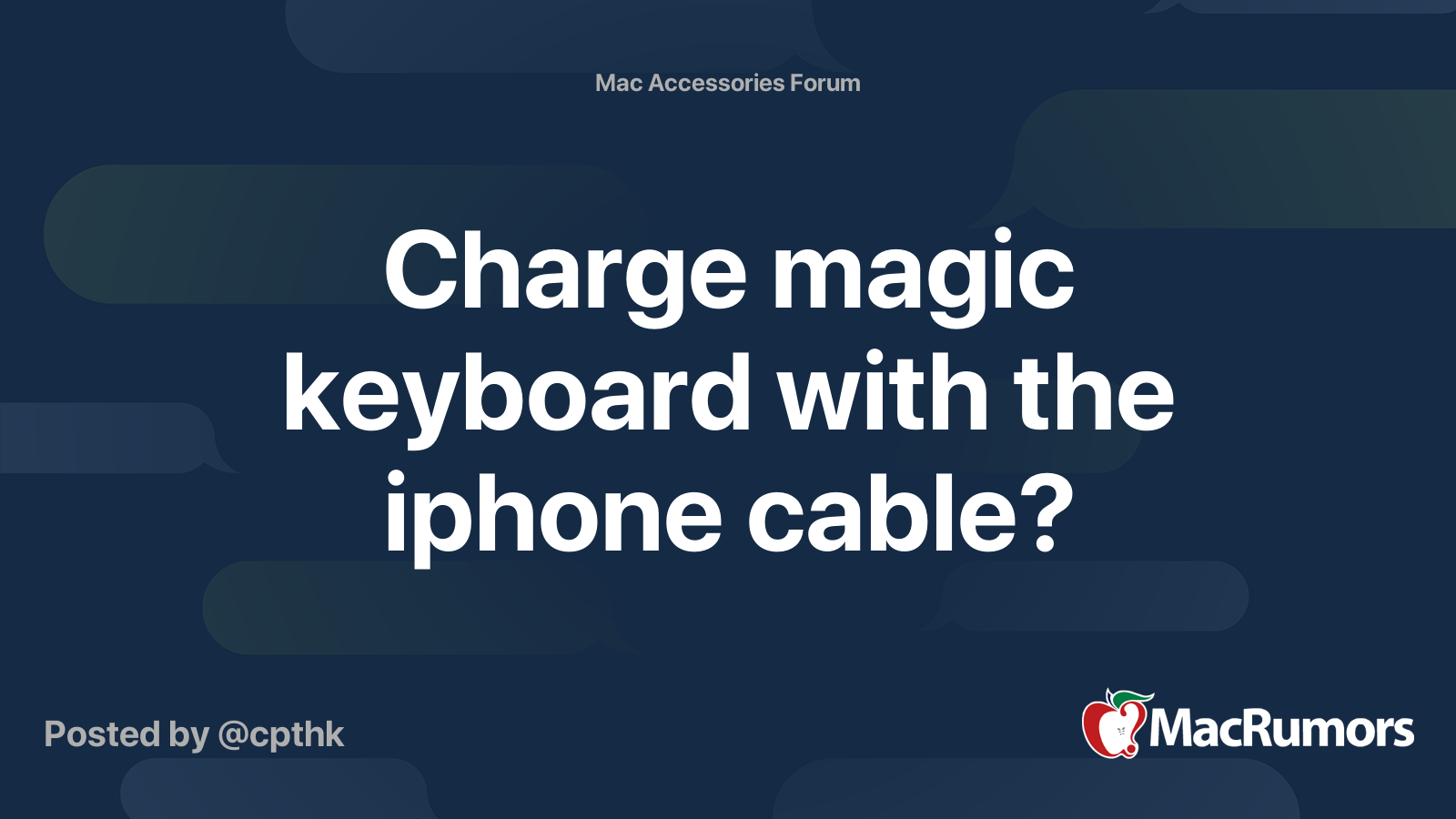 Charge magic keyboard with the iphone cable? | MacRumors Forums