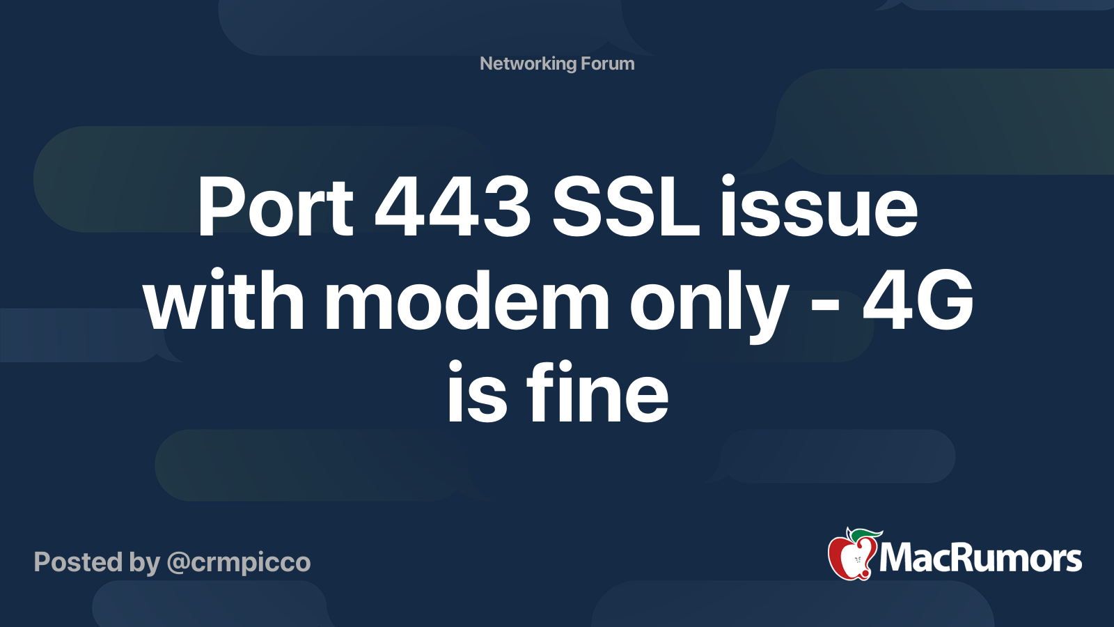 Port 443 Ssl Issue With Modem Only 4g Is Fine Macrumors Forums