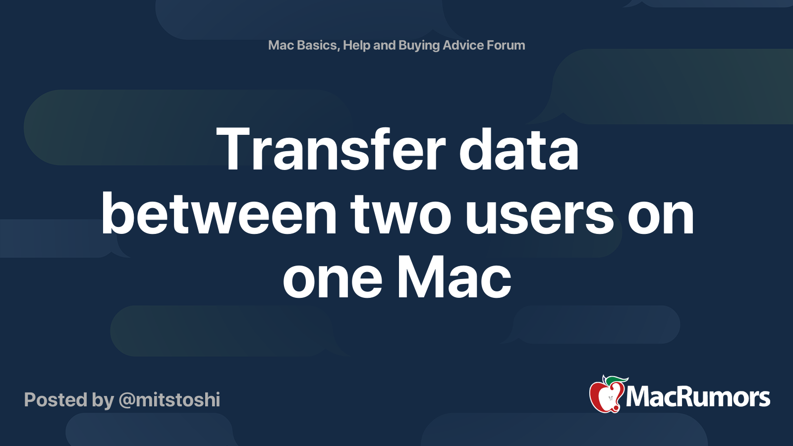 Transfer data between two users on one Mac | MacRumors Forums